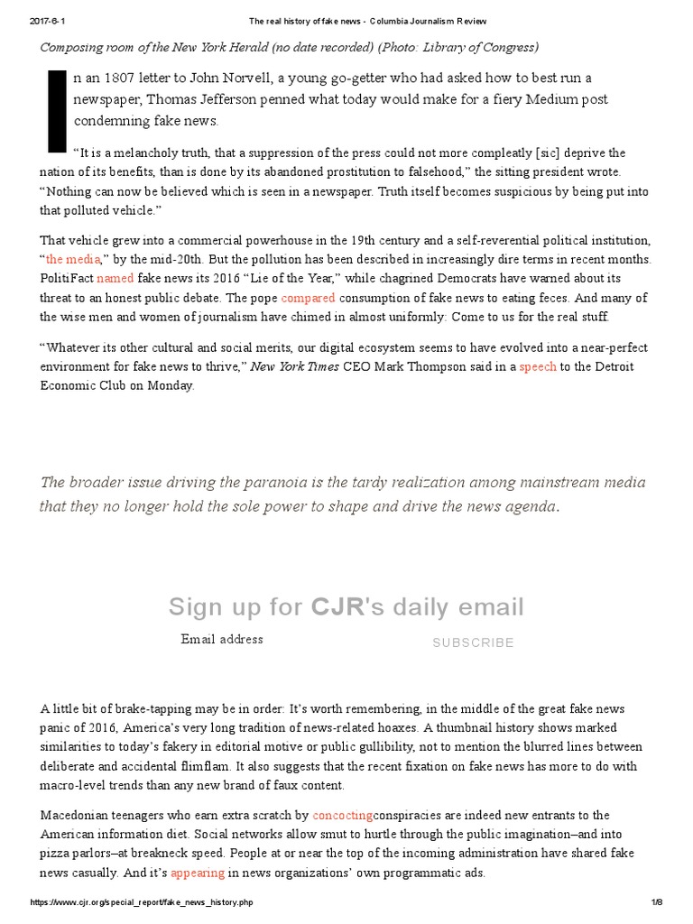 History of Fake News in America | PDF | Journalism | News