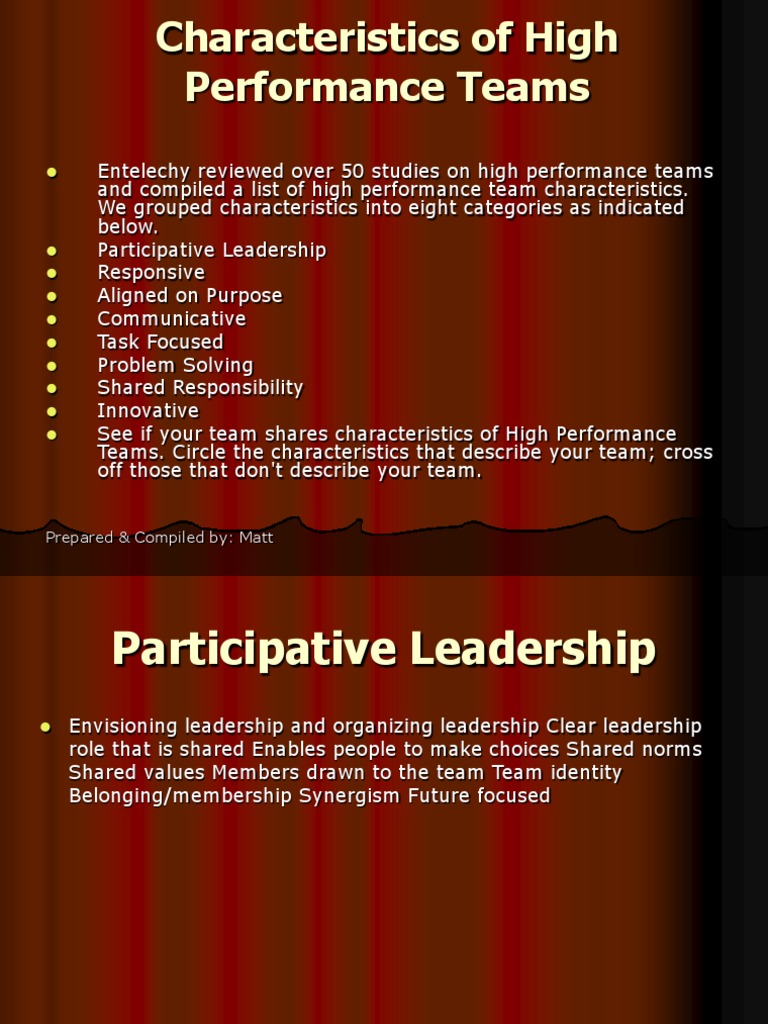 Characteristics of High Performance Teams | PDF | Action (Philosophy ...
