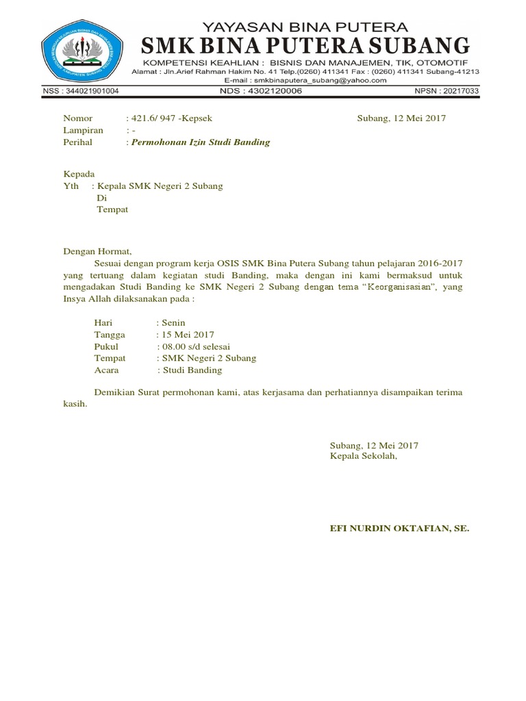 Surat Studi Banding | PDF