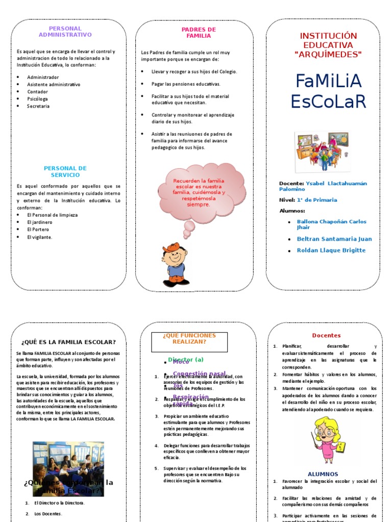 triptico familia escolar.docx | Maestros | Ciencia cognitiva