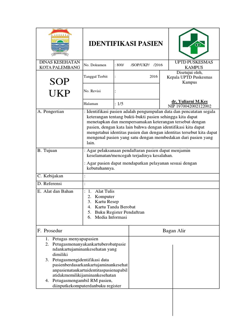 Sop Identifikasi Pasien-Kmp | PDF