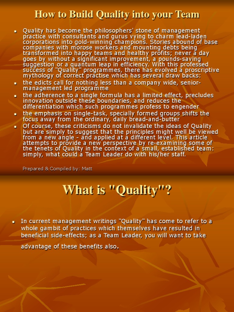 How To Build Quality Into Your Team | PDF | Reliability Engineering ...