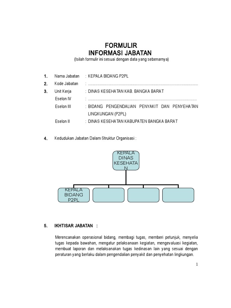 Form Anjab Kabid p2pl | PDF