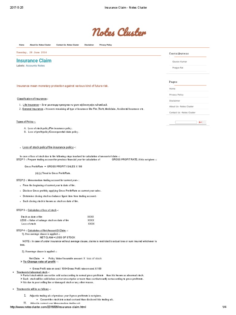 Insurance Claim - Notes Cluster | PDF | Insurance | Turnover (Employment)