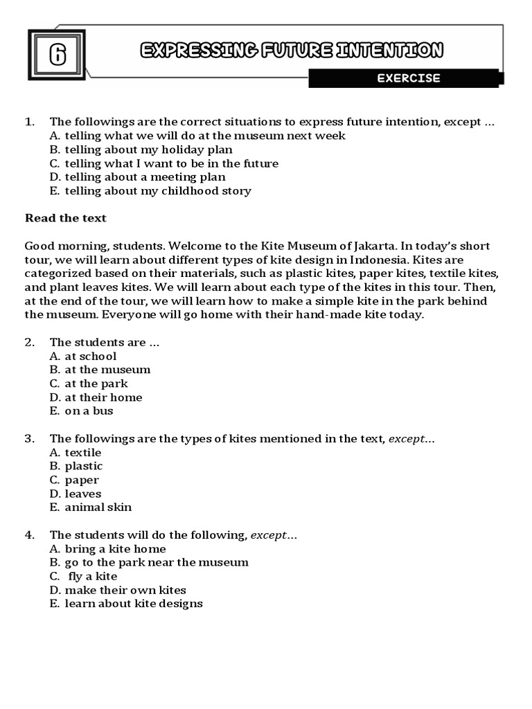 Latihan 6 - Expressing Future Intention | PDF