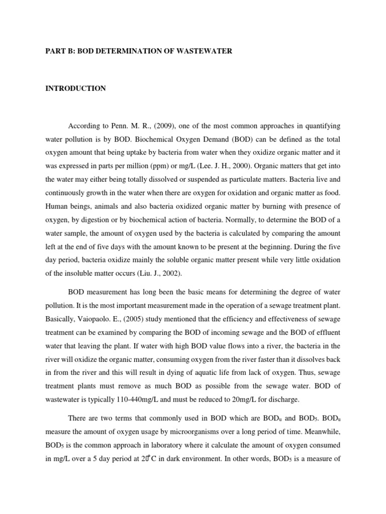 BOD Analysis of Wastewater Samples | PDF | Sewage Treatment | Water ...