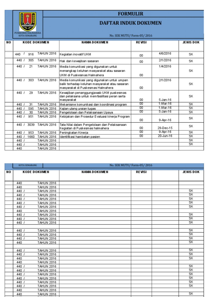 05-Formulir Daftar Induk Dokumen | PDF