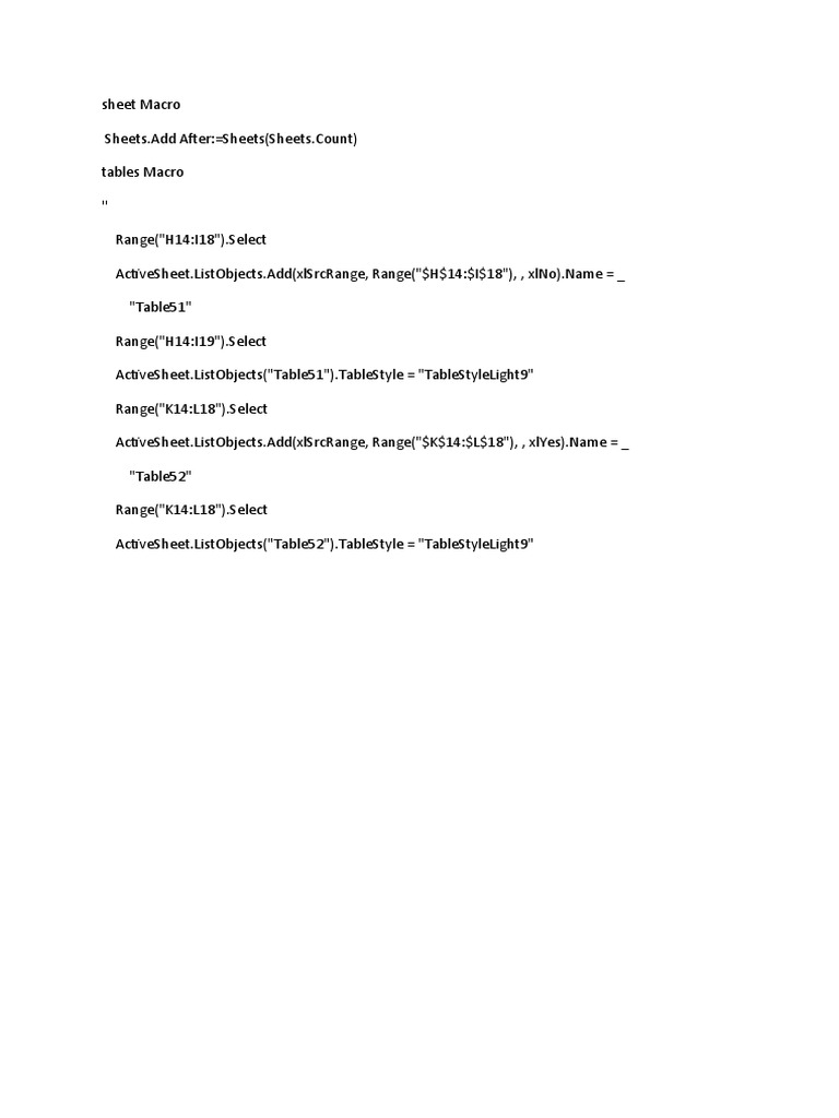 Sheet Macro | PDF