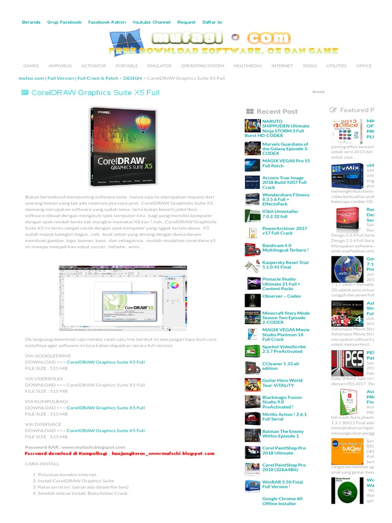 CorelDRAW Graphics Suite X5 Full - Mufasi | PDF
