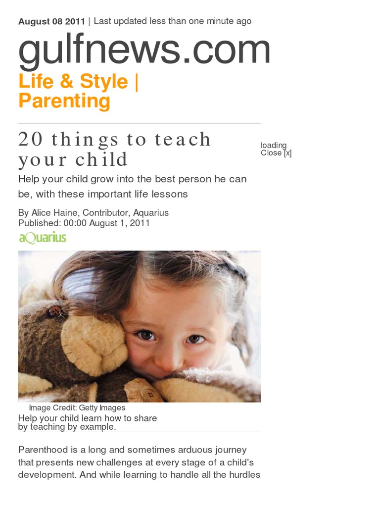 20 Essential Lessons for Kids | PDF | Toddler | Parenting