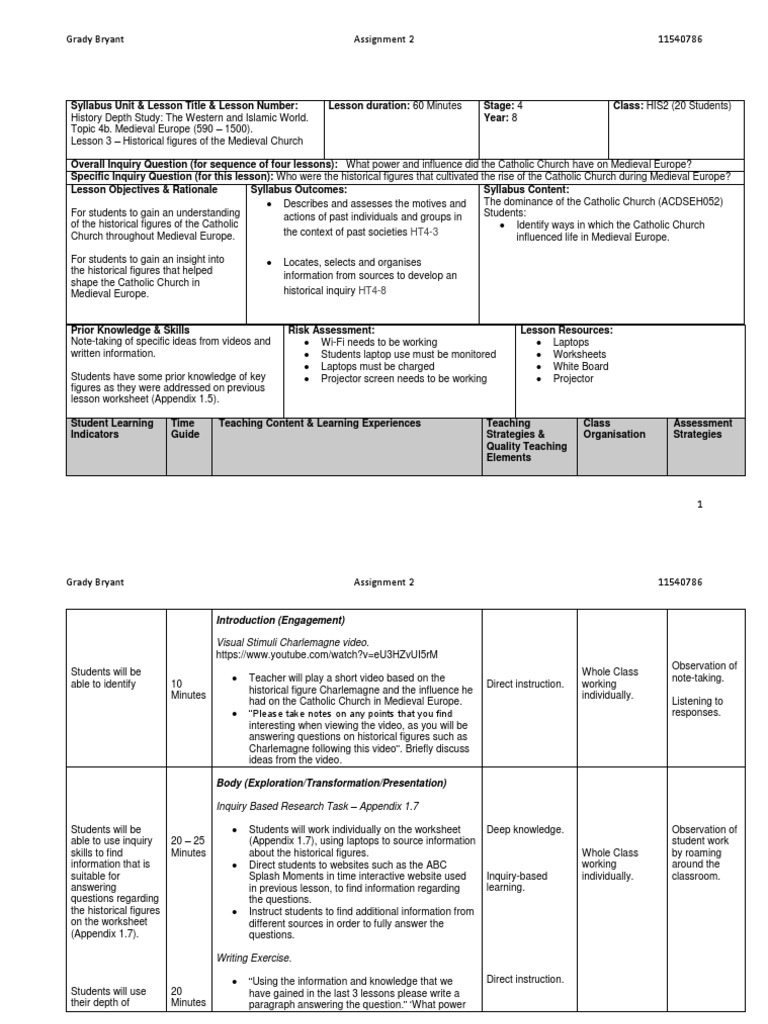 Historical Figures of The Church Lesson Plan | PDF | Psychology | Learning