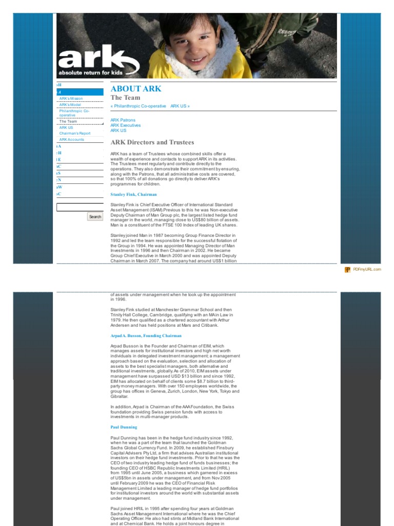 ARK, (Absolute Return For Kids) Directors and Trustees | PDF | Hedge ...