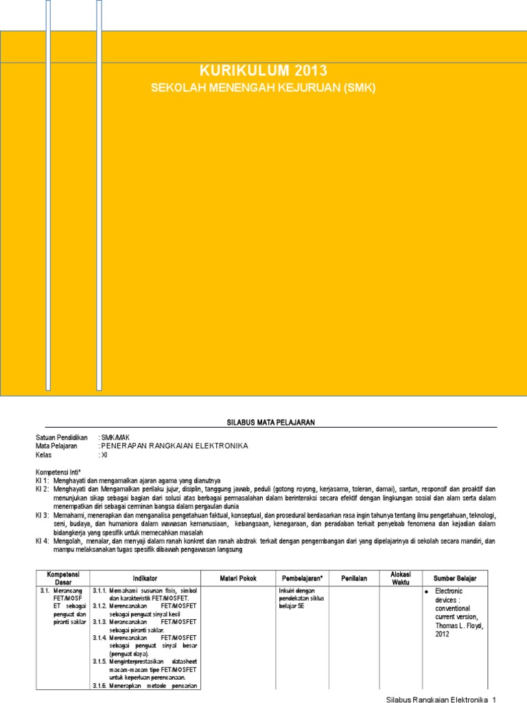 6.silabus Penerapan Rangkaian Elektronika | PDF