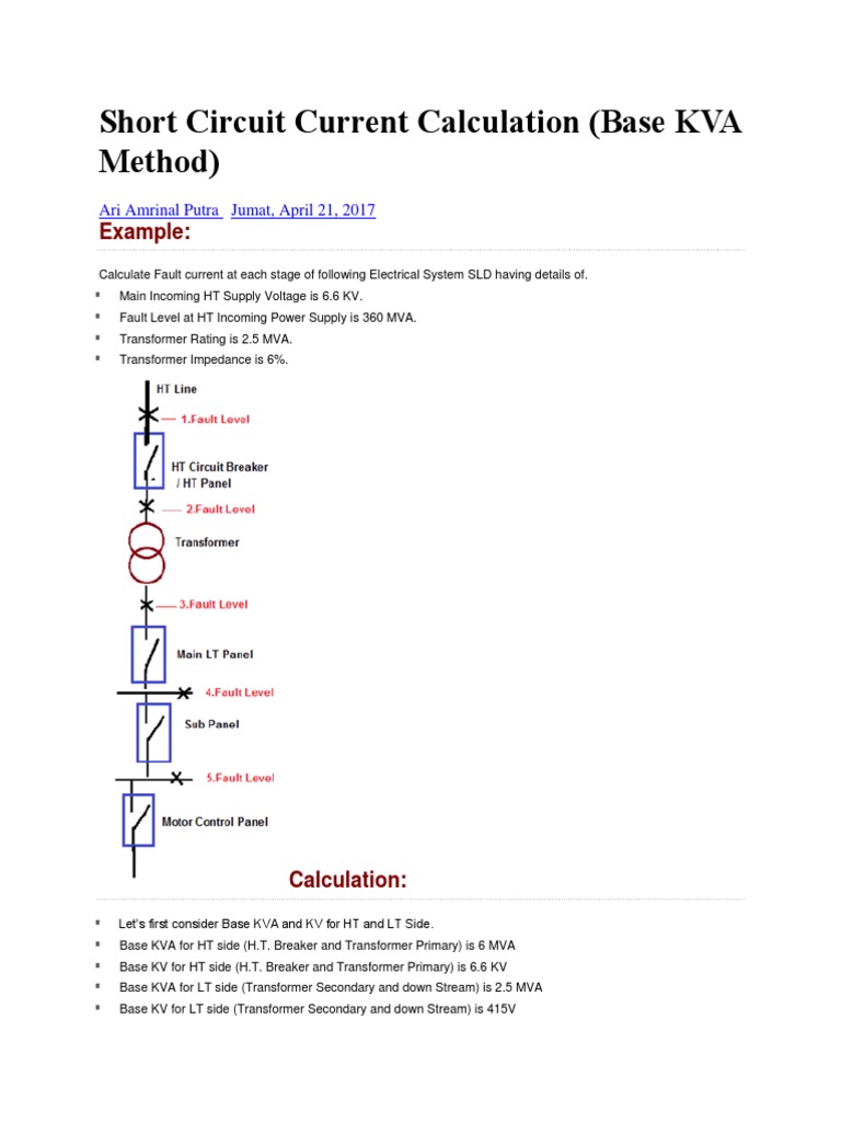 Short Circuit Current Calculation Docx Transformer Electrical Impedance
