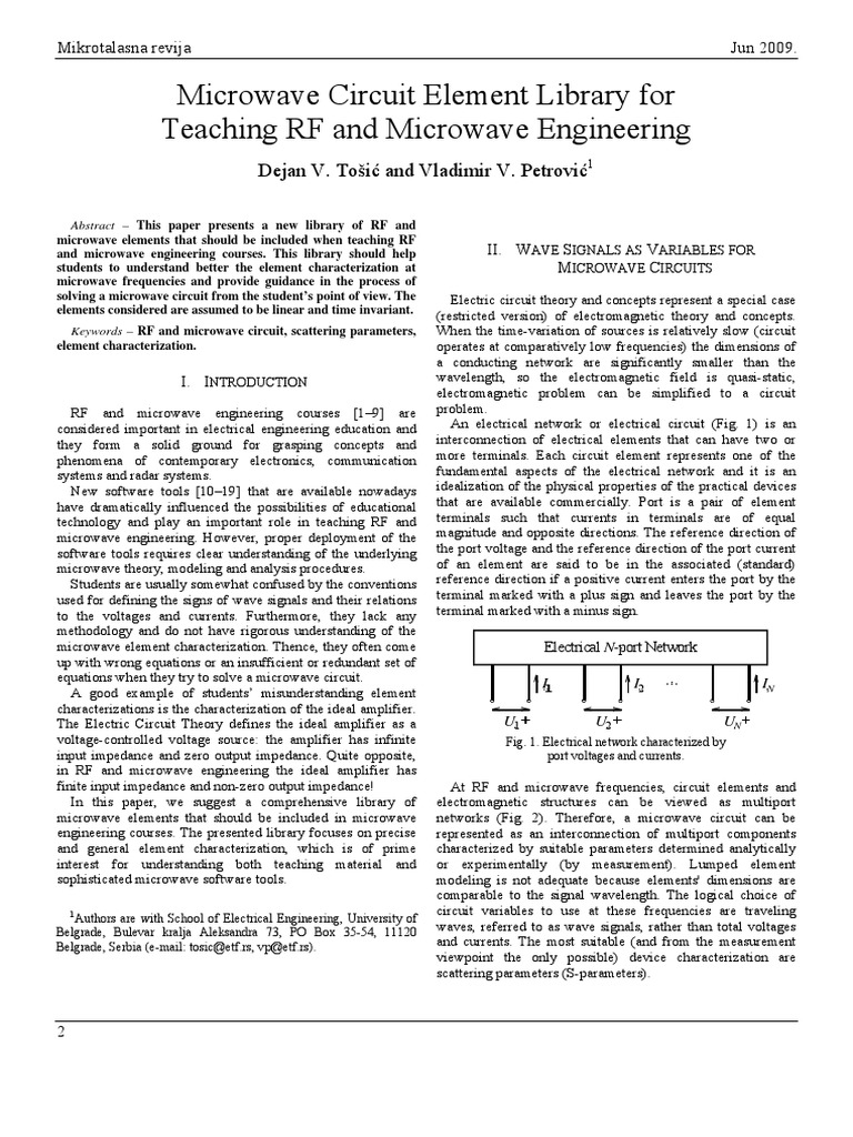 Microwave Circuit Element Library For Teaching RF and Microwave ...