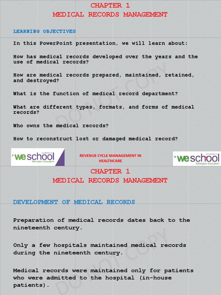 Medical Records Management Overview | PDF | Medical Record | Patient