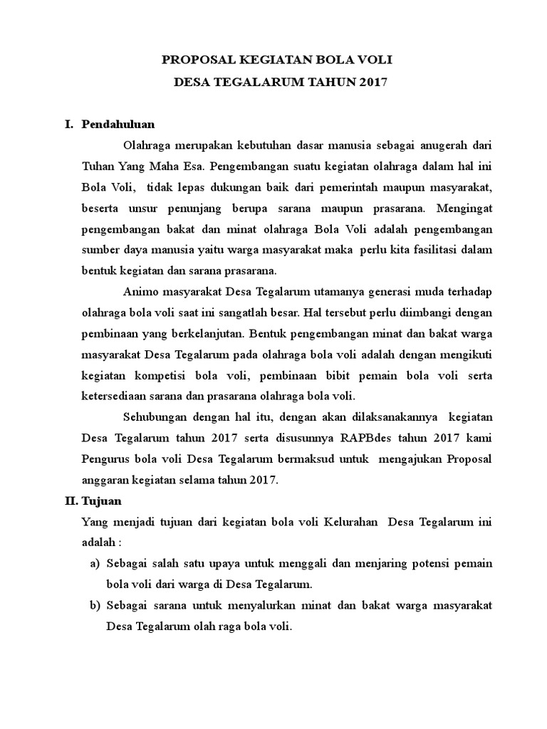 Proposal Kegiatan Bola Voli | PDF