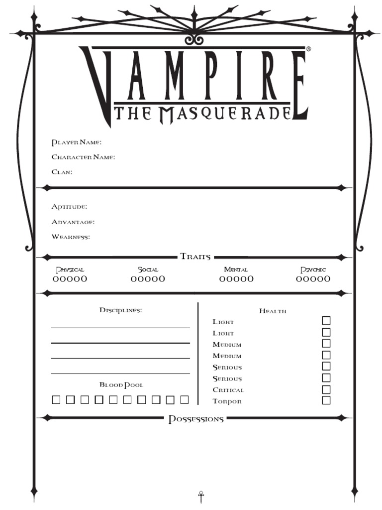 Vampire Revised Quickstart Sheet