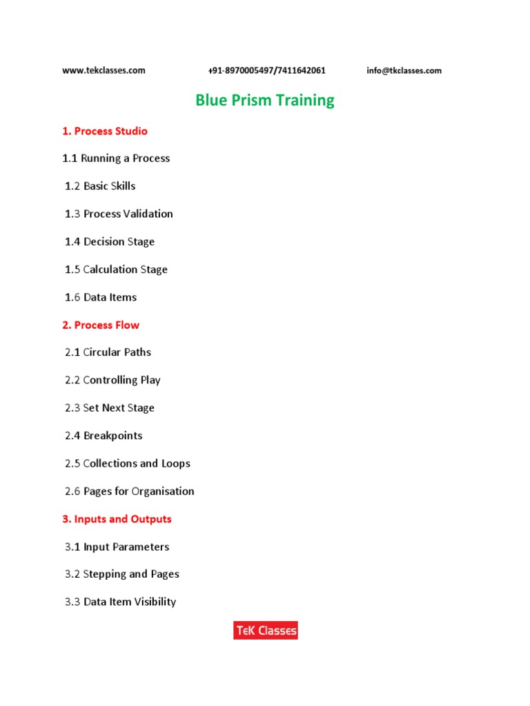 Blue Prism Training Course - Blue Prism Online Training | PDF