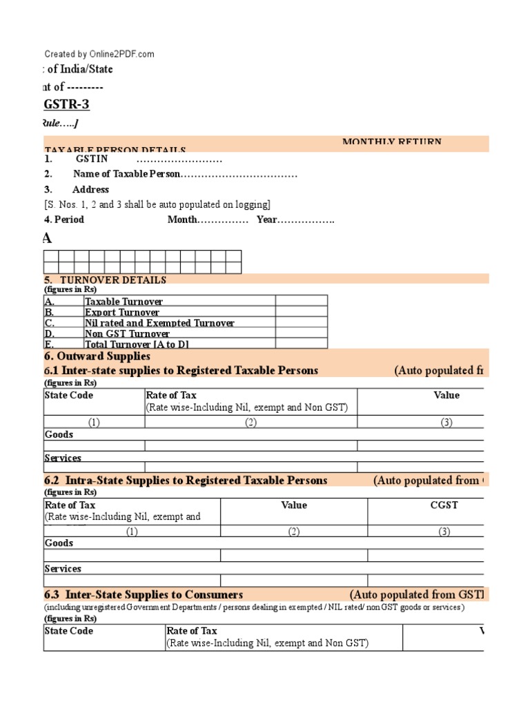 GSTR 3 Format New | PDF | Debits And Credits | Value Added Tax