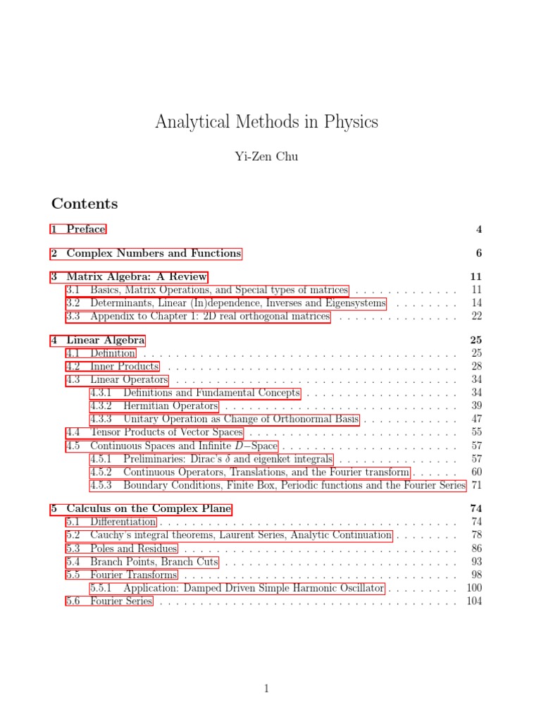 Chu, Analytical Methods in Physics | PDF | Complex Number | Matrix ...