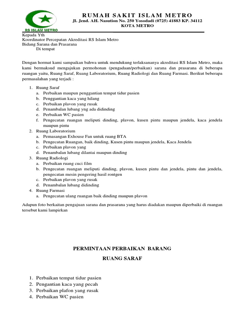 Permintaan Perbaikan Barang | PDF