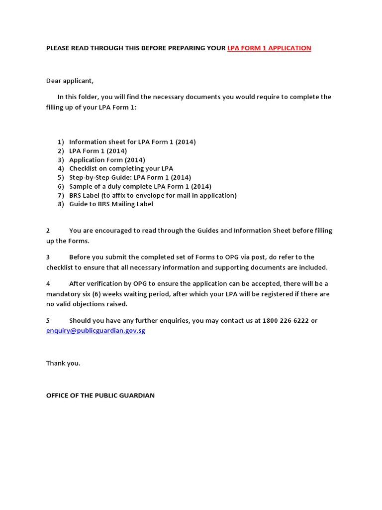 LPA Form 1 Application Guide | PDF | Career & Growth