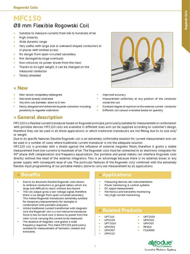 Ø8 MM Flexible Rogowski Coil: Benefits Applications | PDF | Inductor | Electric Current