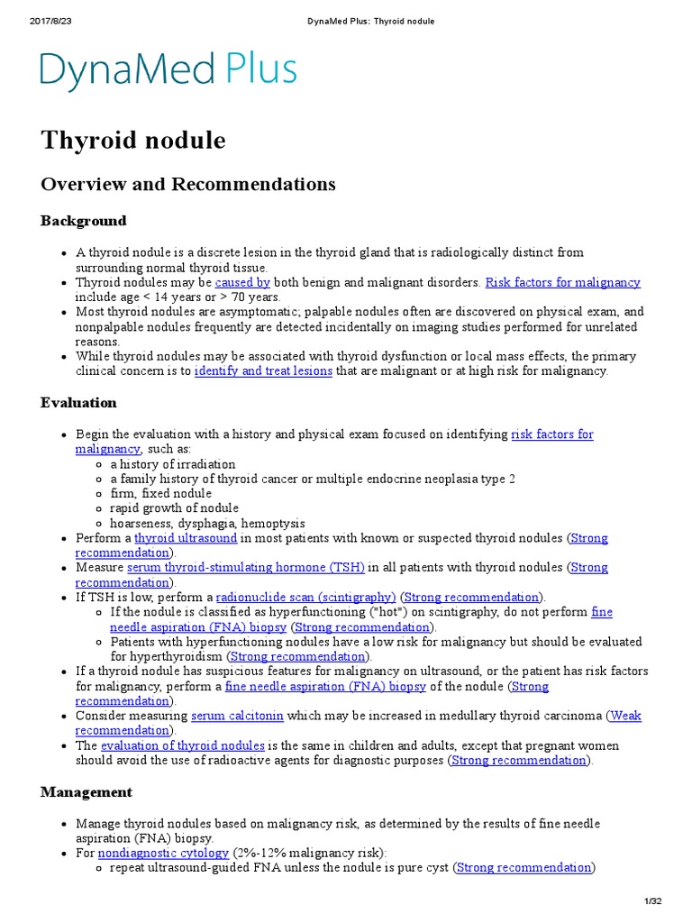 DynaMed Plus - Thyroid Nodule | PDF | Thyroid | Hyperthyroidism