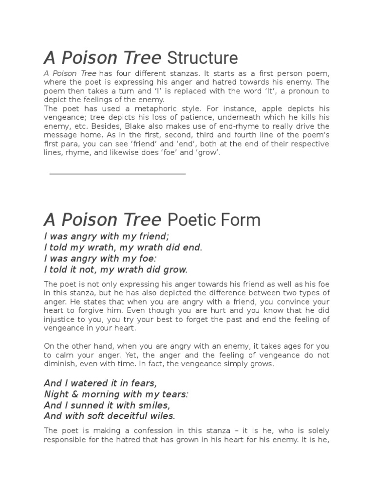 A Poison Tree: Structure | PDF | Anger | Poetry
