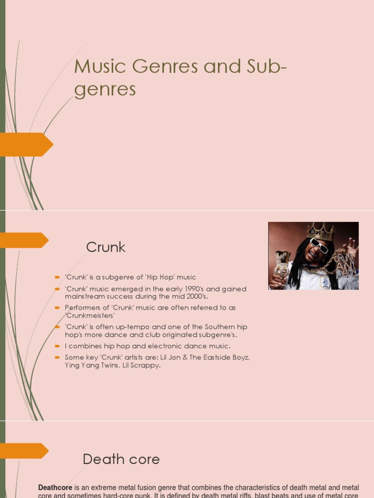Music Subgenres Overview | PDF | Musical Subgenres | Entertainment