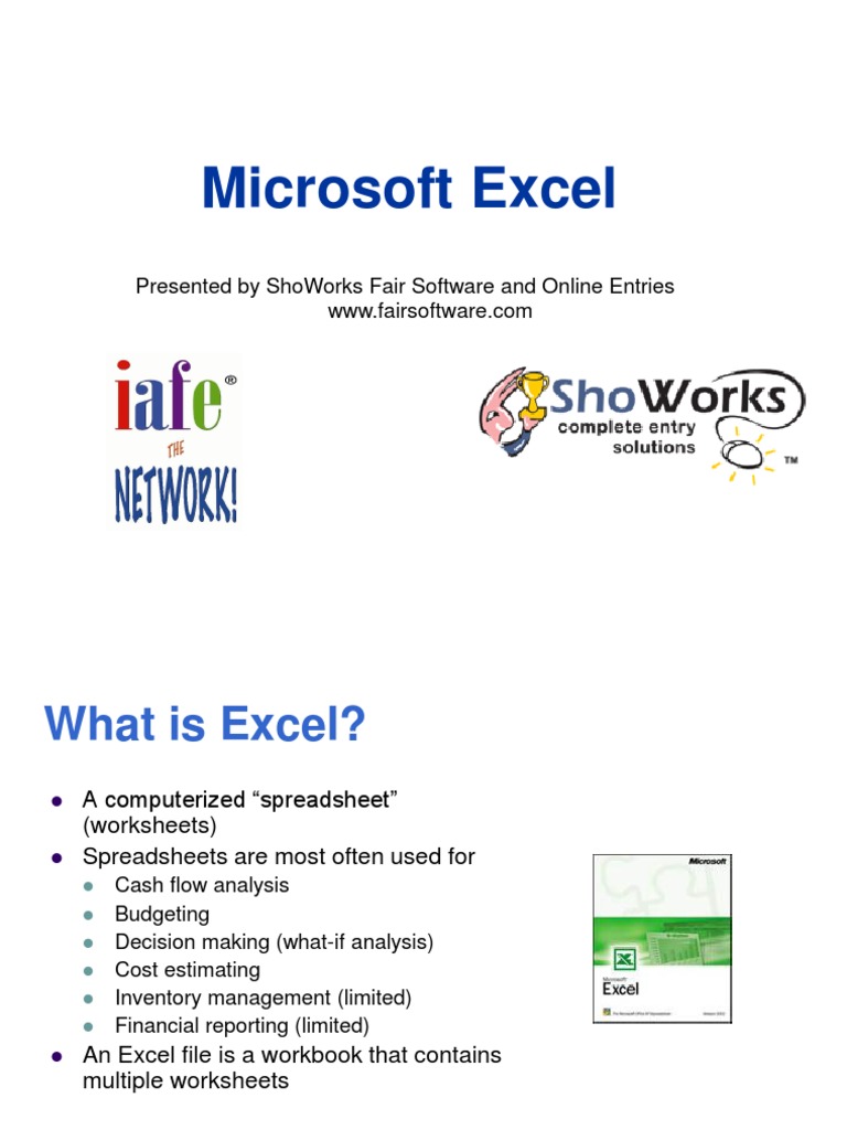 Microsoft Excel: Presented by Showorks Fair Software and Online Entries ...