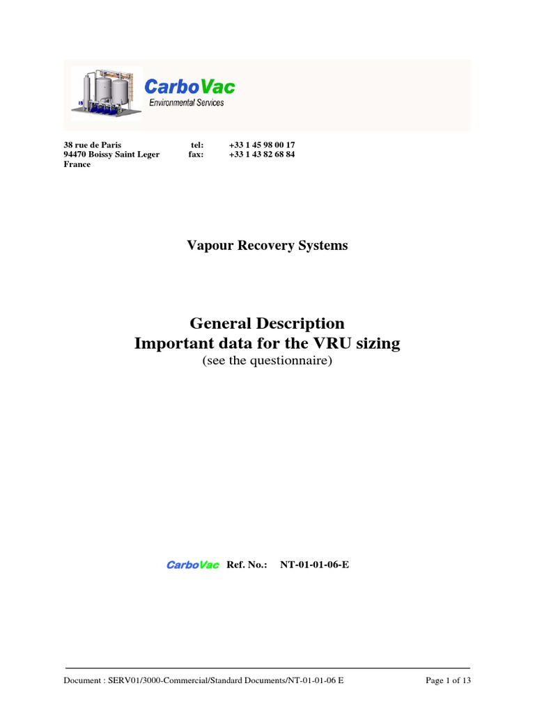 VRU General Description | PDF | Pump | Vacuum