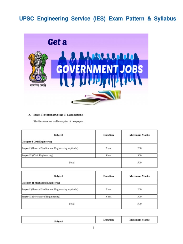 UPSC Engineering Service (IES) Exam Pattern & Syllabus | PDF | Water ...