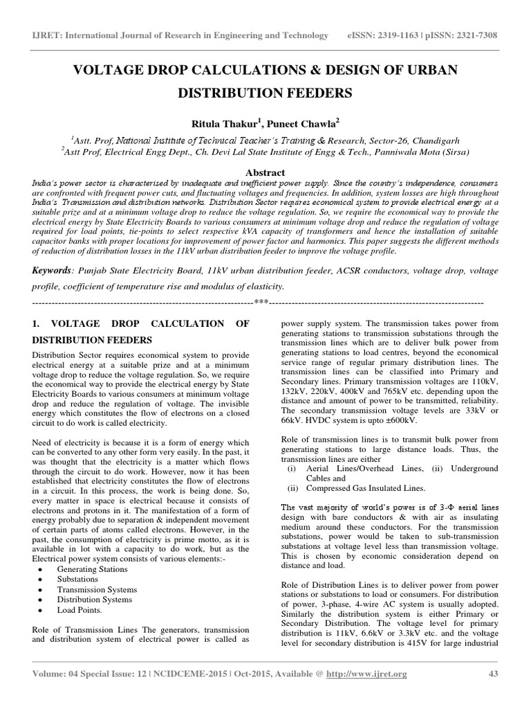 Voltage Drop Calculations | PDF | Electric Power Distribution ...