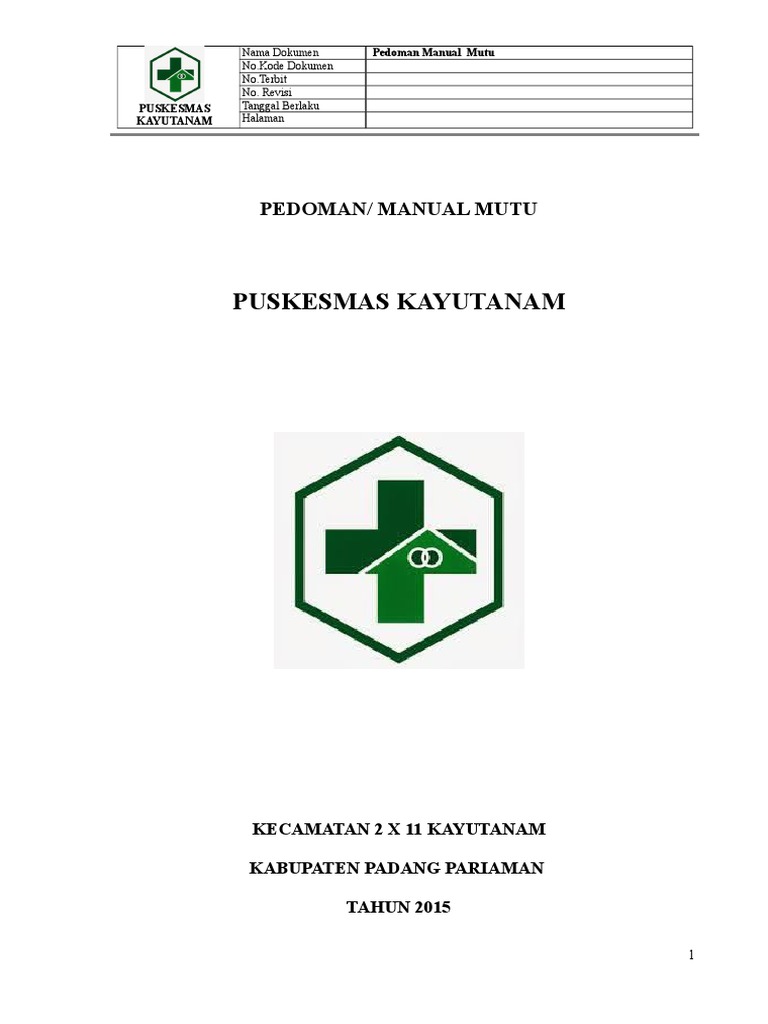 Contoh Pedoman Mutu Puskesmas | PDF