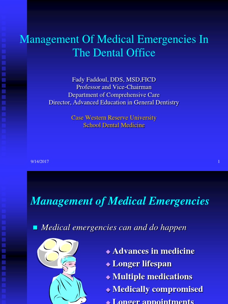 Guidelines for Managing Medical Emergencies in the Dental Office | PDF ...