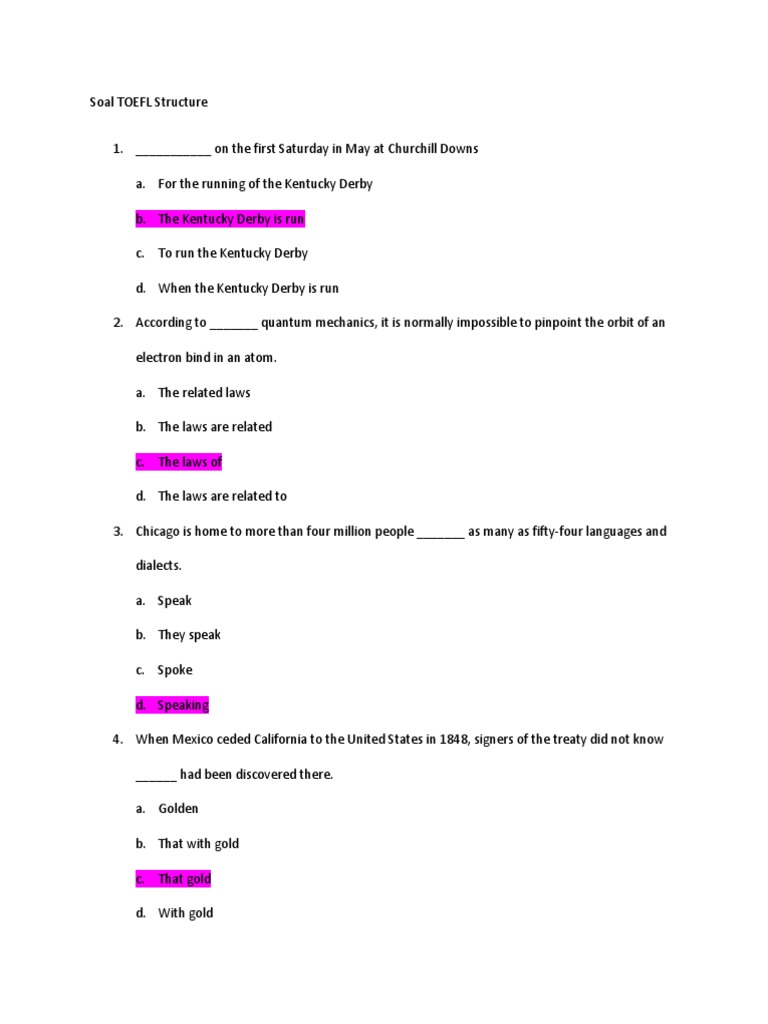 Soal TOEFL Structure Latihan 2 | PDF | Nature