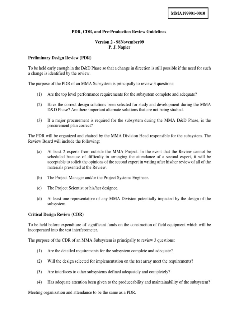 PDR,CDR | Production And Manufacturing | Technology