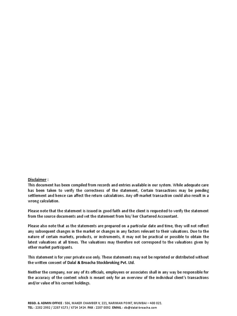 Disclaimer for Client Statement | PDF