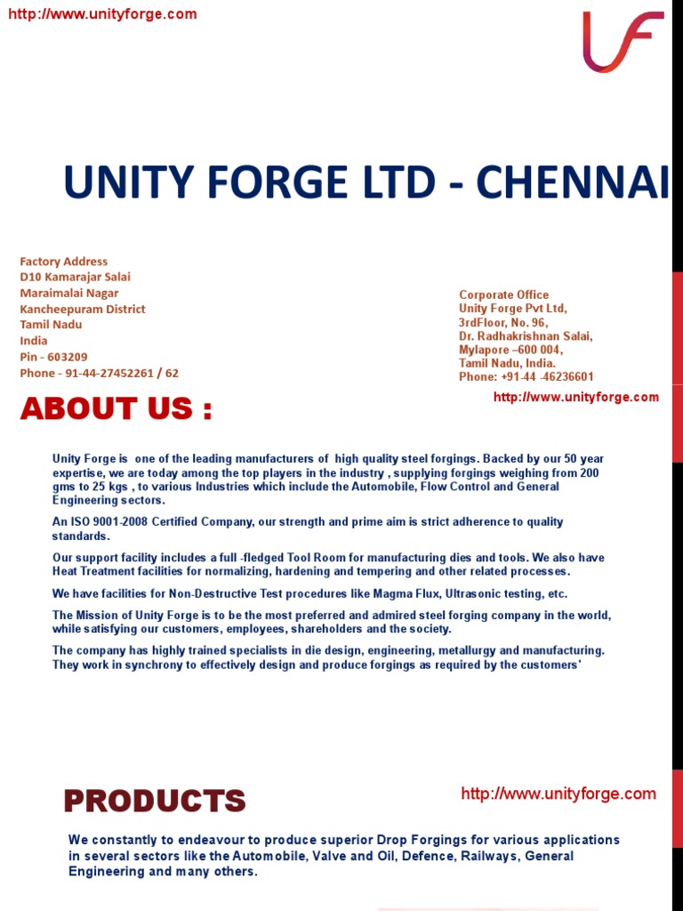 Unity Forge Chennai | PDF | Forging | Valve