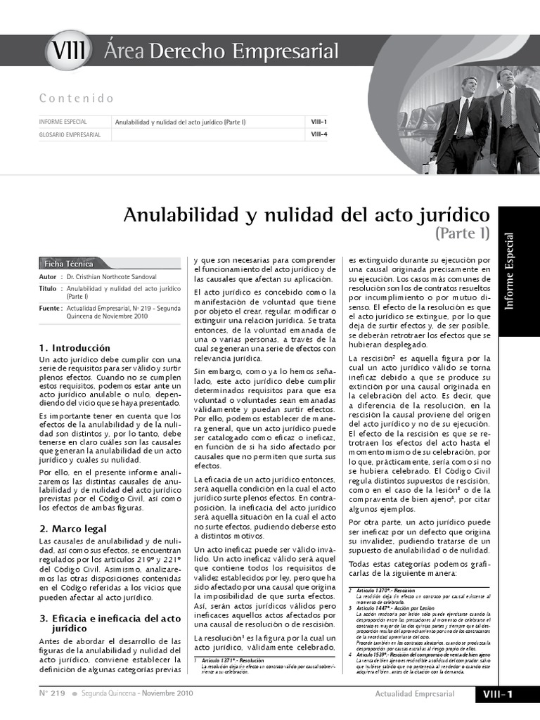 Anulabilidad y nulidad del acto jurídico. Parte 1.pdf | Nulo (ley) | Derechos