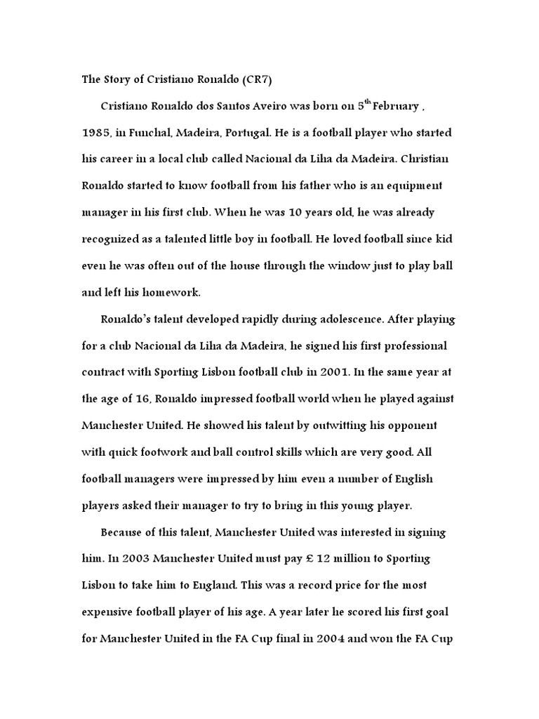 The Story of Cristiano Ronaldo's Rise to Stardom | PDF | Sports Clubs ...