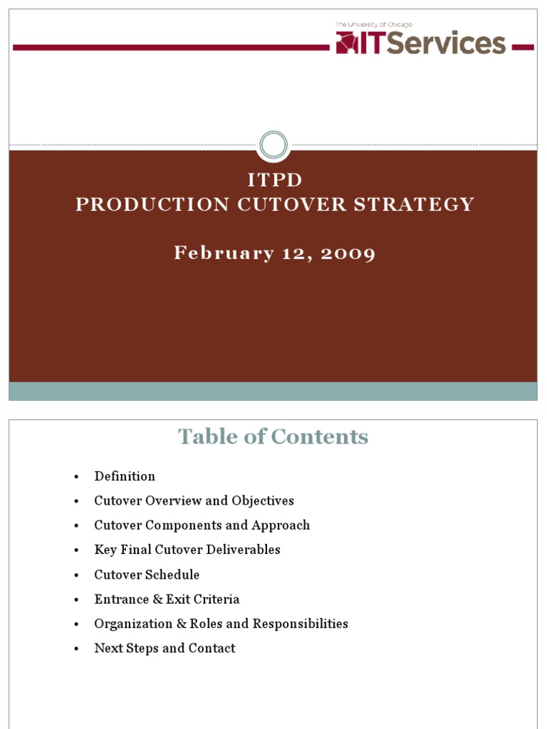 Production Cutover Planning | Business Process | Microsoft Excel
