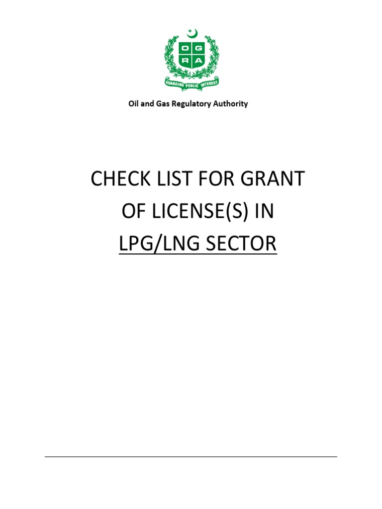Check List For LPG/LNG License | PDF | License | Liquefied Petroleum Gas