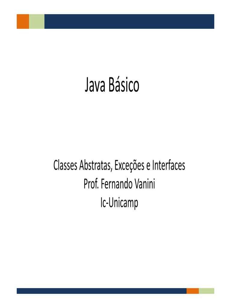 Java Básico: Classes, Interfaces e Exceções | PDF | Classe (programação ...
