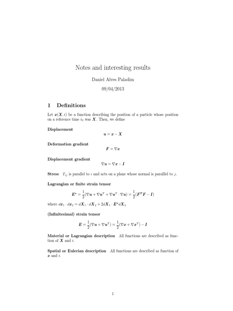 Continuum Mechanics Lecture Notes | PDF | Stress (Mechanics ...