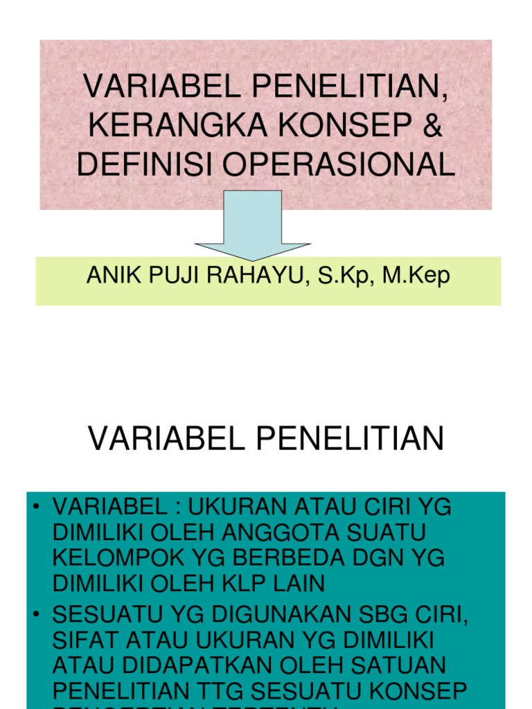 Variabel Penelitian, Kerangka Konsep & Definisi Operasional | PDF