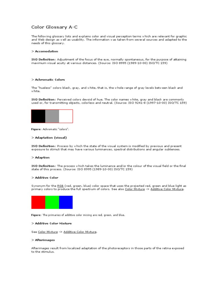Color Glossary A-C: Figure: Achromatic "Colors" | PDF | Color | Magenta