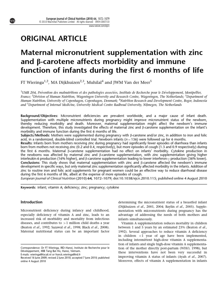Maternal Micronutrient | PDF | Vitamin A | Micronutrient